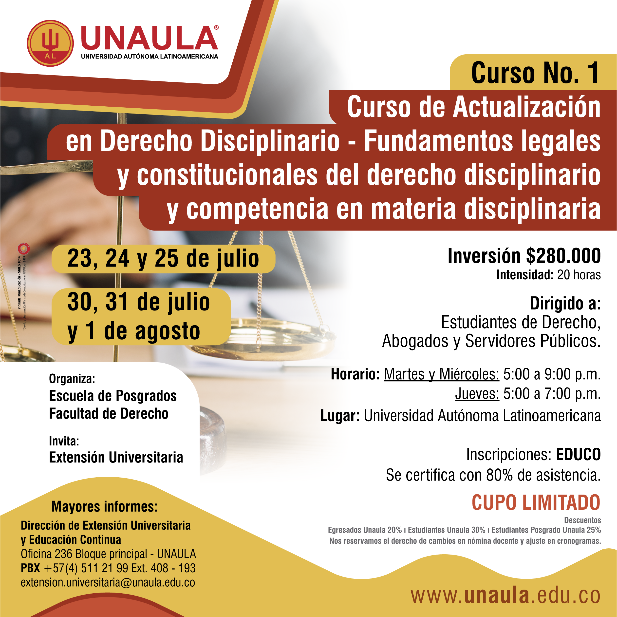 Cuso Actualización En Derecho Disciplinario Unaula